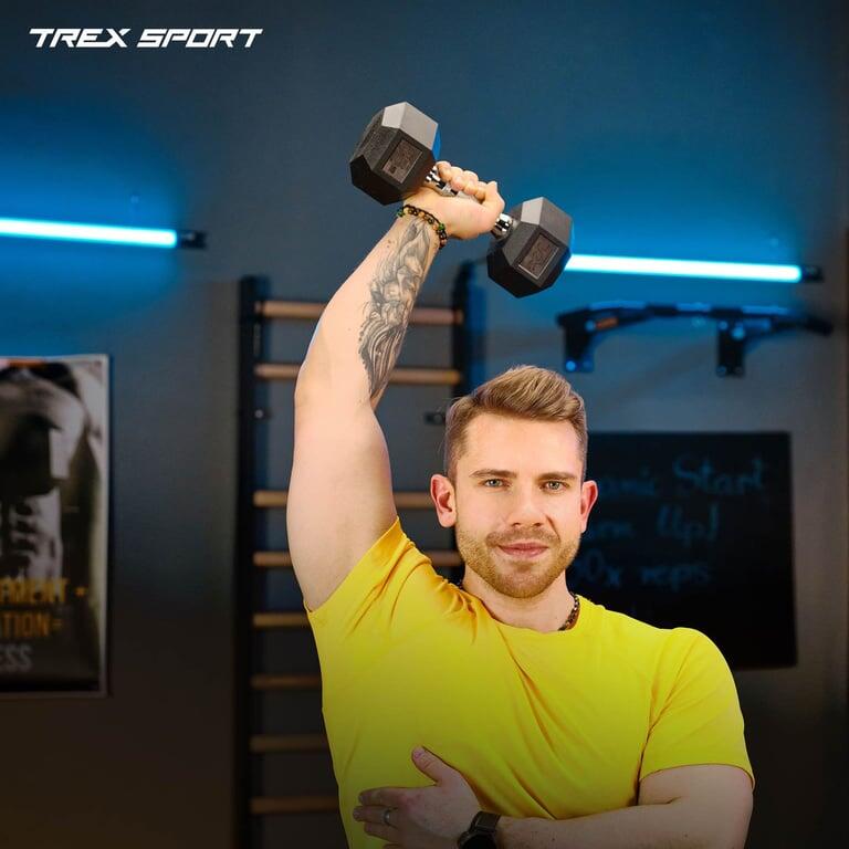 Haltère en fonte caoutchouté Trex Sport 1×25 kg poignée moletée TREX ...