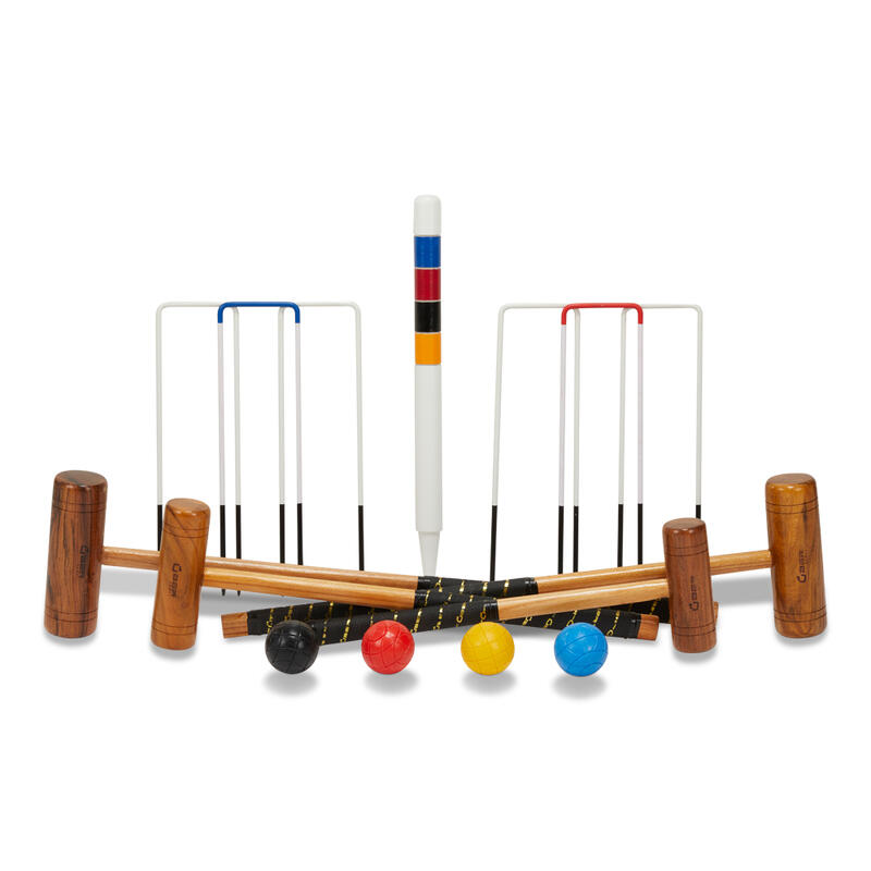 Family Croquet Set 4 Player, with Wooden Trolley UBER GAMES - Decathlon