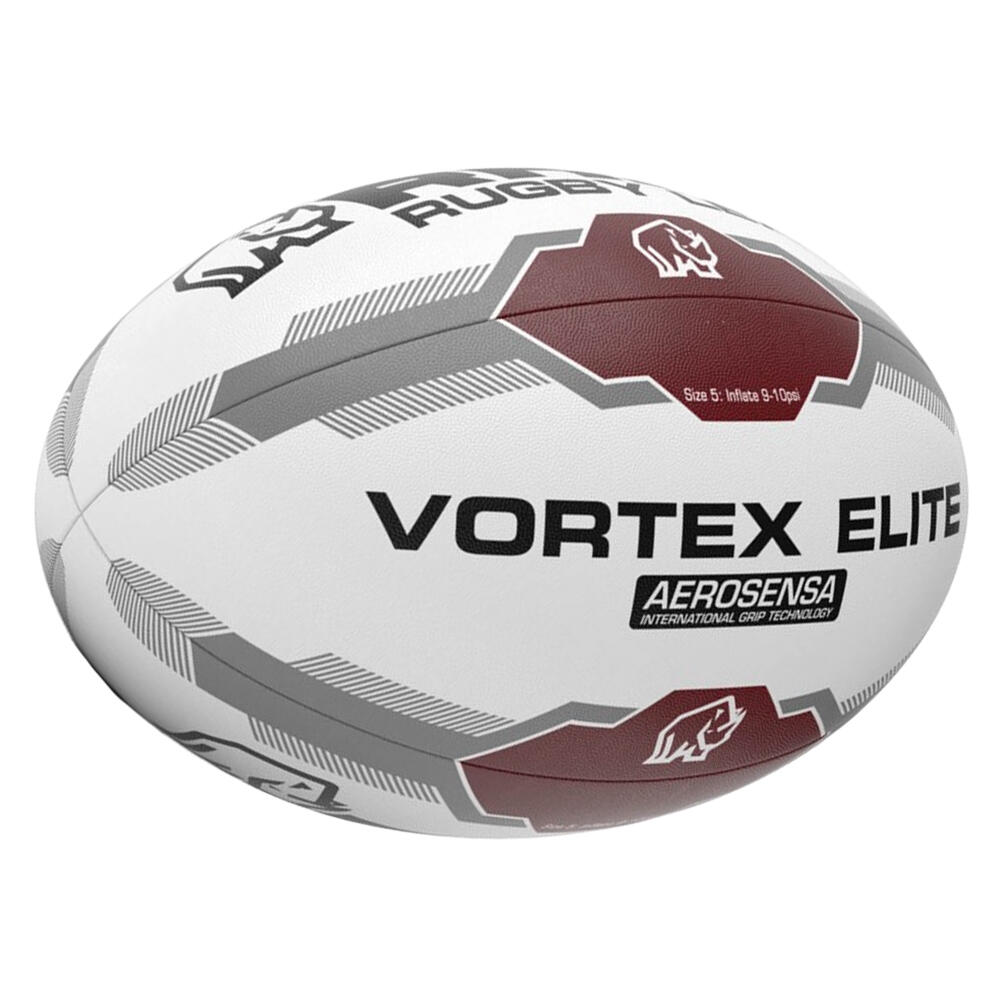 League Vortex Elite Rugby Ball (White/Maroon/Grey) RHINO | Decathlon
