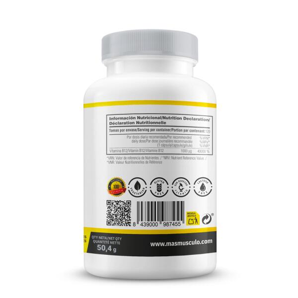Vitamin b12 1000 ug - 120 capsules de MM Supplements MMSUPPLEMENTS ...
