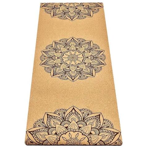 ACHAMANA Cork yoga mat - new 3-ply design - 6mmx68cmx1.83m - 3 mandalas ...