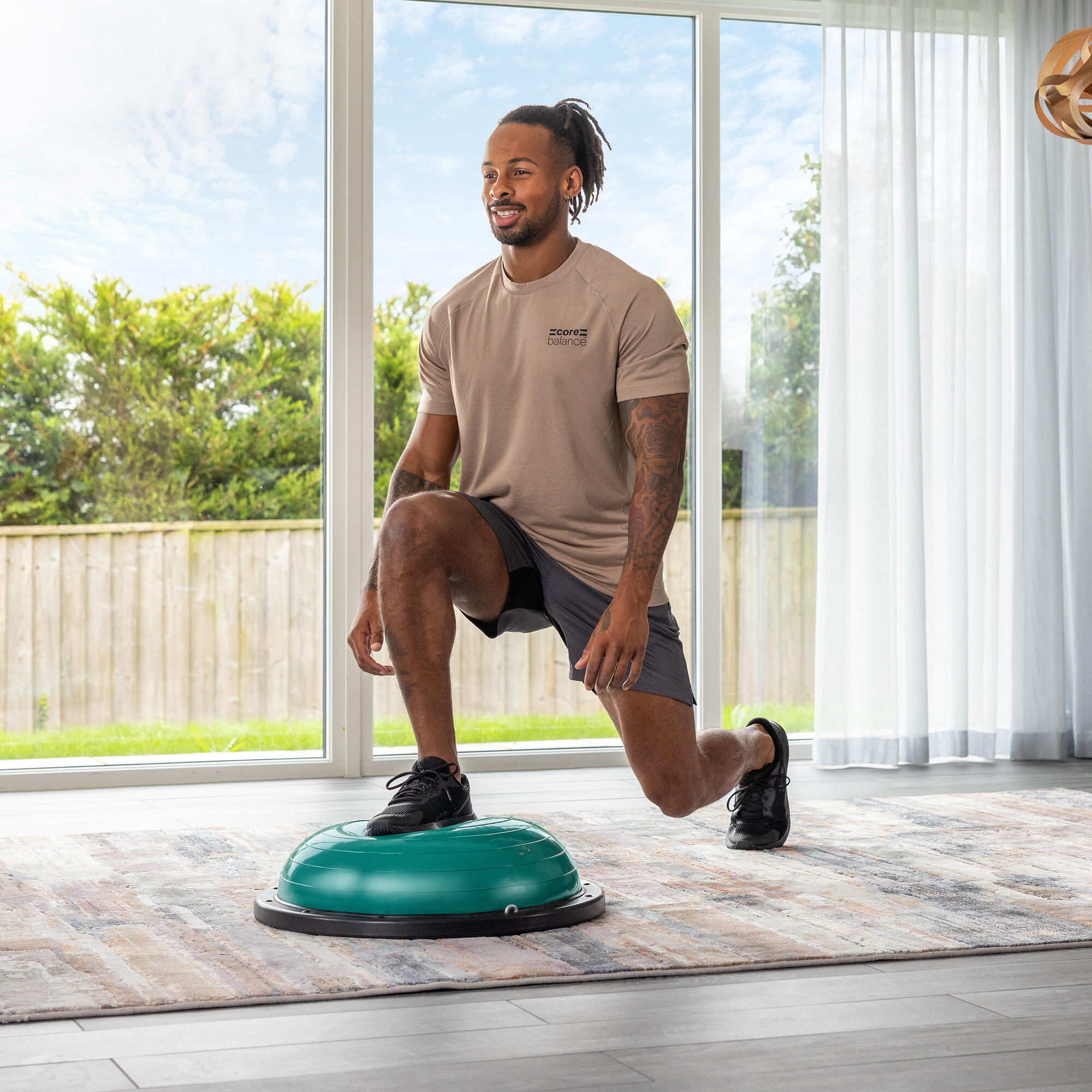 Core Balance Trainer Dome Rehab Wobble Ball Board With Resistance Bands | Decathlon