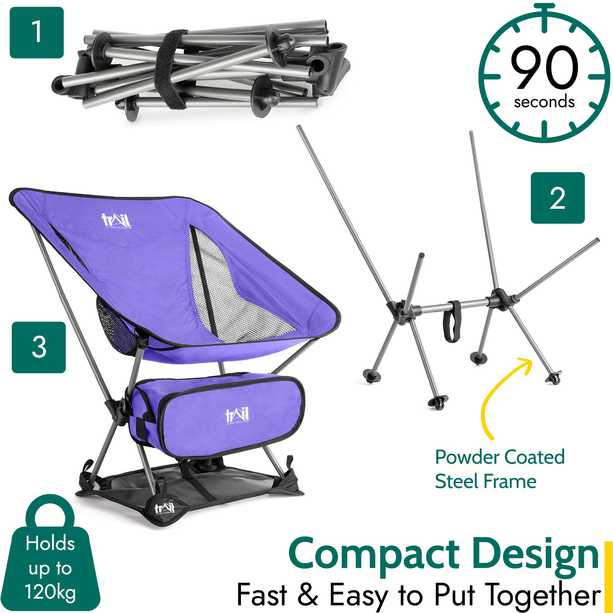 Folding Camping Chair Lightweight Portable Outdoor Garden Beach Seat ...