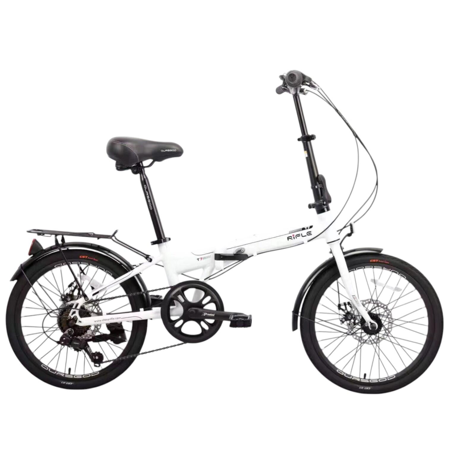Foldable Bicycle | Rifle T7 White | 20 Inch 7 Spd Shimano | Back Rack ...