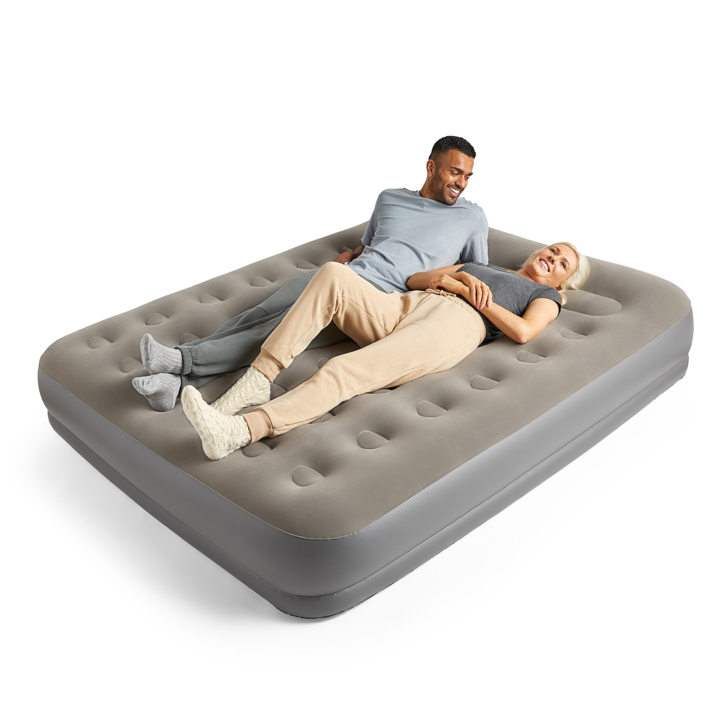 Camping Collection Flock Air bed - Electric Pump - Grey Airbed - Double ...