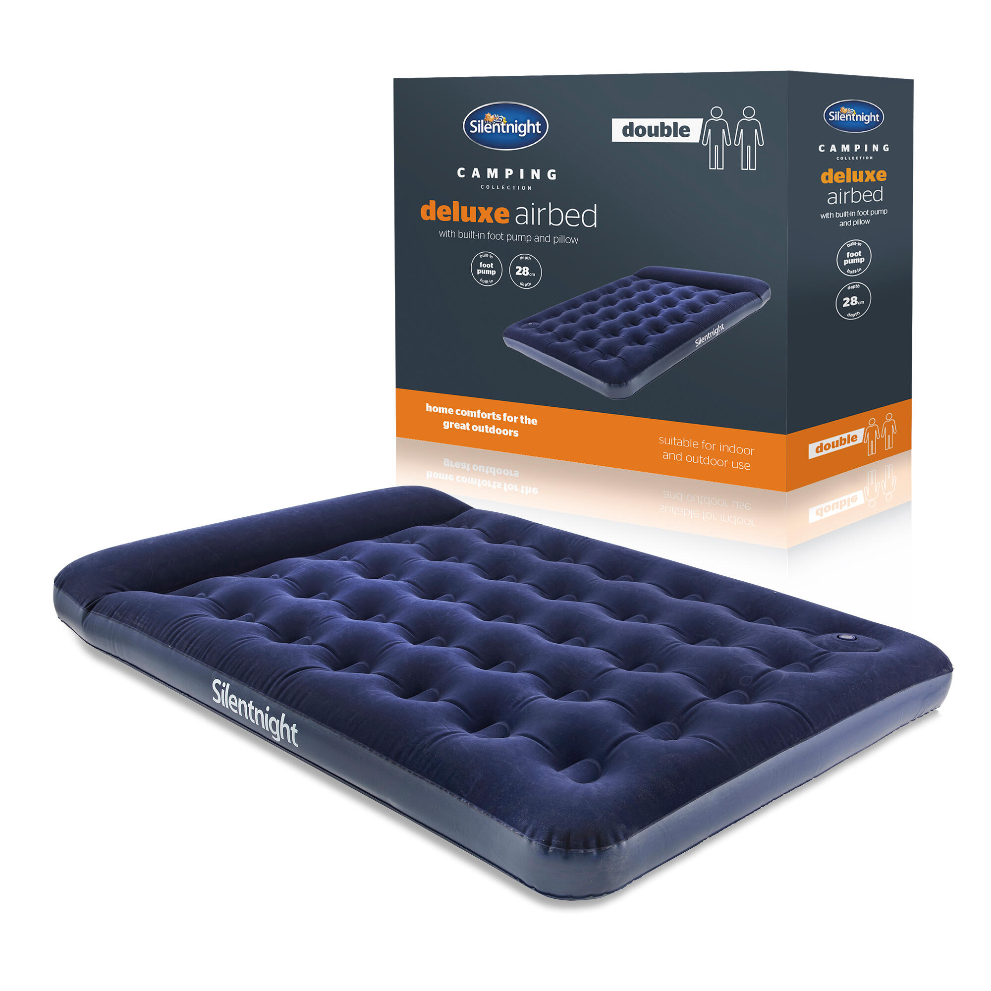 Camping Collection Flock Air bed - Footpump - Blue Airbed - Double ...