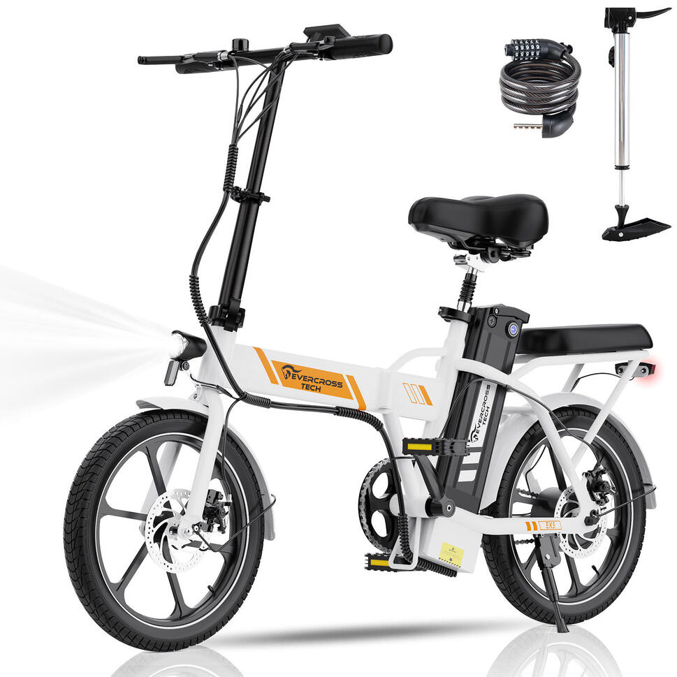 Bicicleta Elétrica Dobrável 250W Compacta e Leve – EVERCROSS EK5 Branca ...