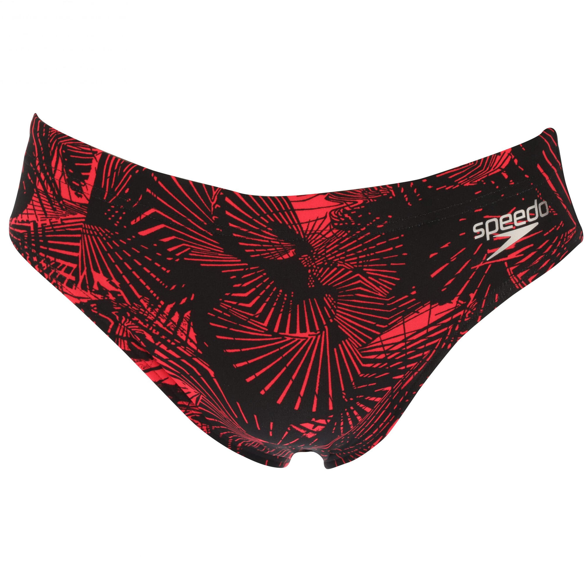 Mens Allover Swim Briefs (Black/Red) SPEEDO | Decathlon