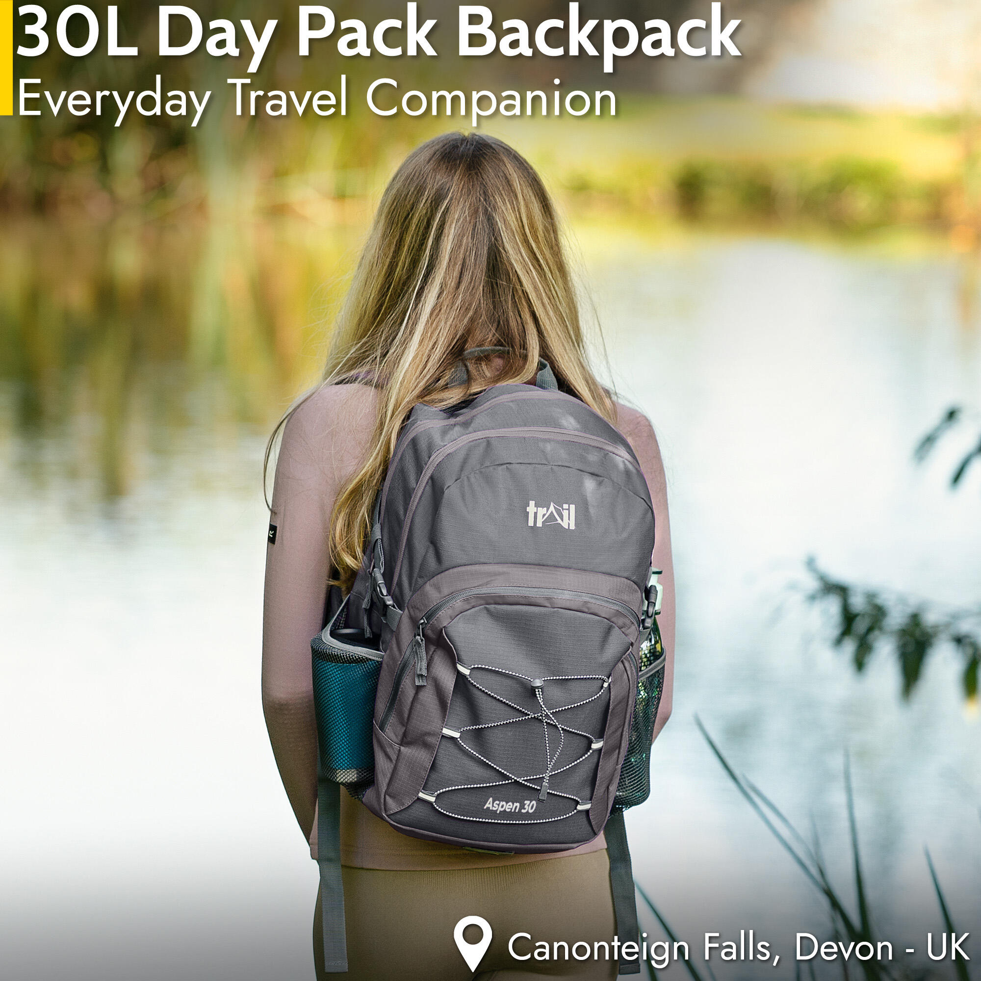 Trail 30L Backpack Padded Straps Multi Pocket Daypack School Work ...