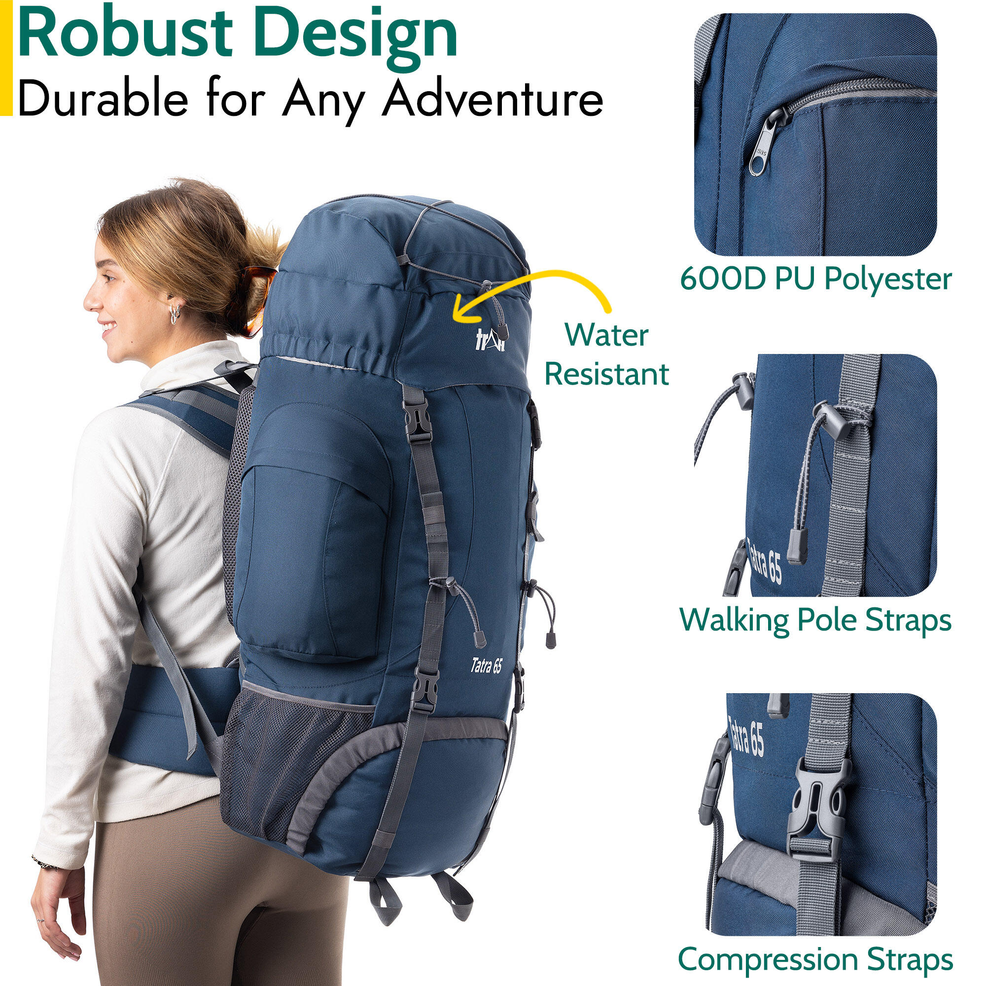 Trail Rucksack 65L 85L Camping Hiking Backpacking Padded Adjustable ...