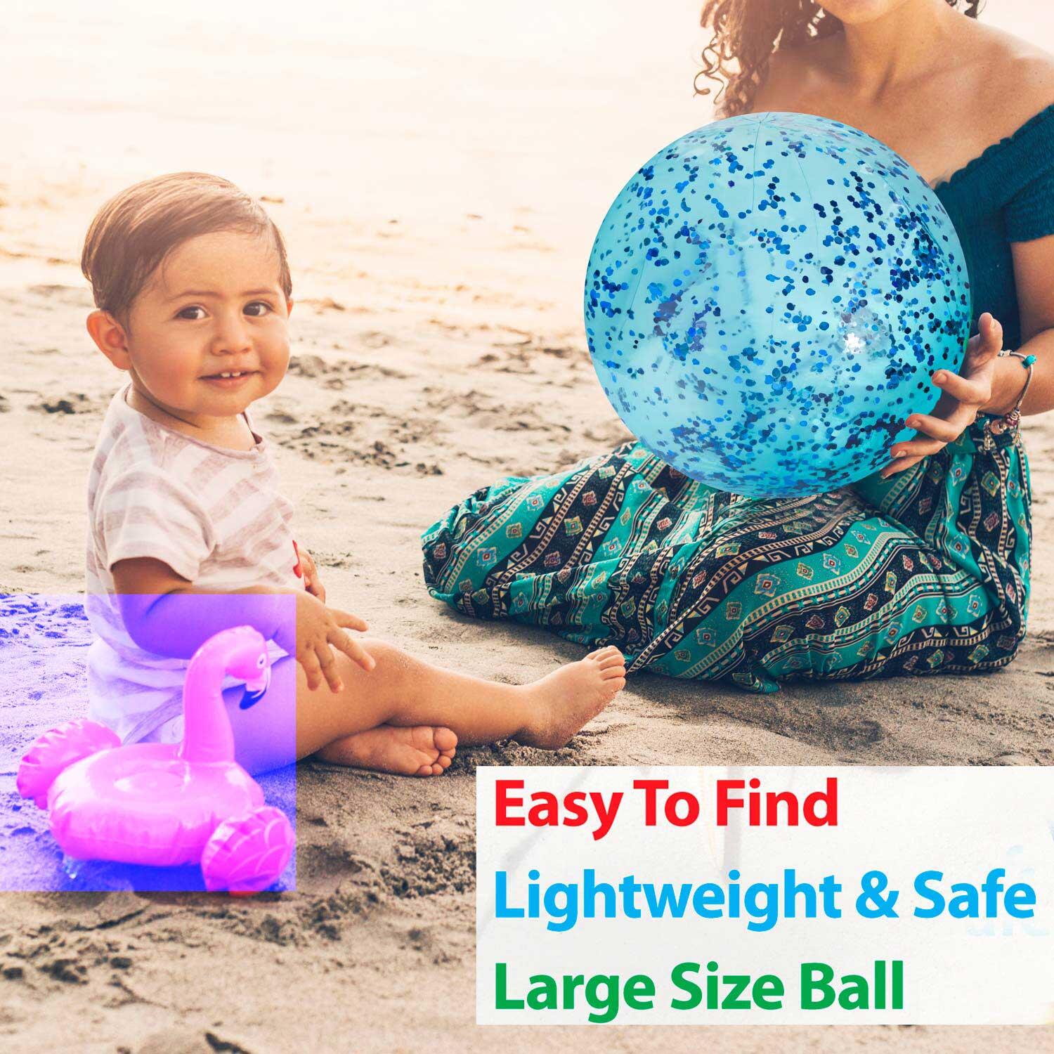 Blue Confetti 20" Beach Ball Inflatable Glitter Toy - Wild 'n Wet ...