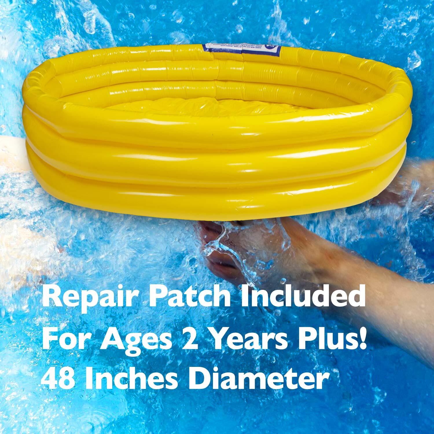 Children's Yellow Paddling Pool 3 Ring Inflatable 120cm x 30cm SUMMIT ...