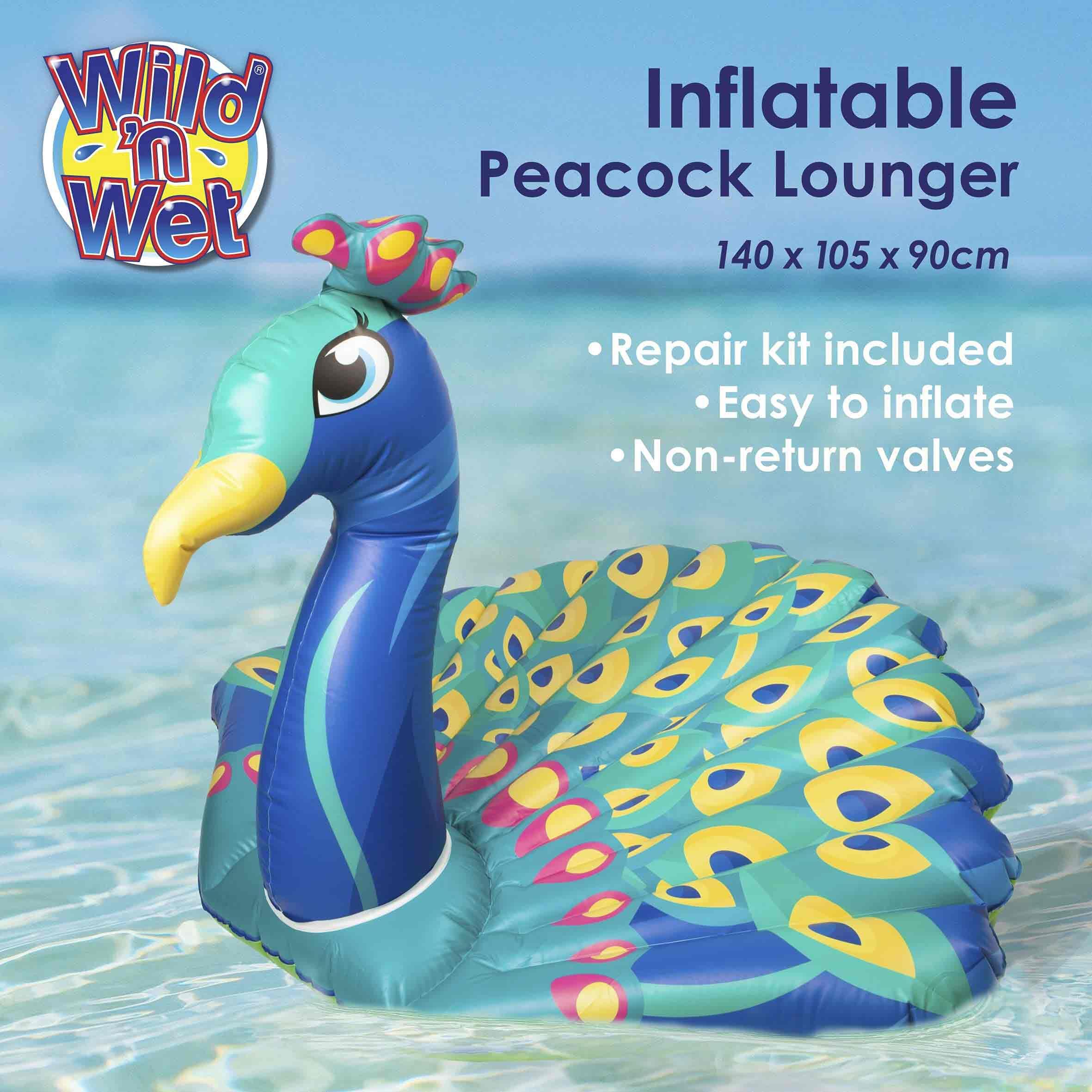 Inflatable Pool Float Peacock Lounger Novelty Swimming Lilo SUMMIT ...