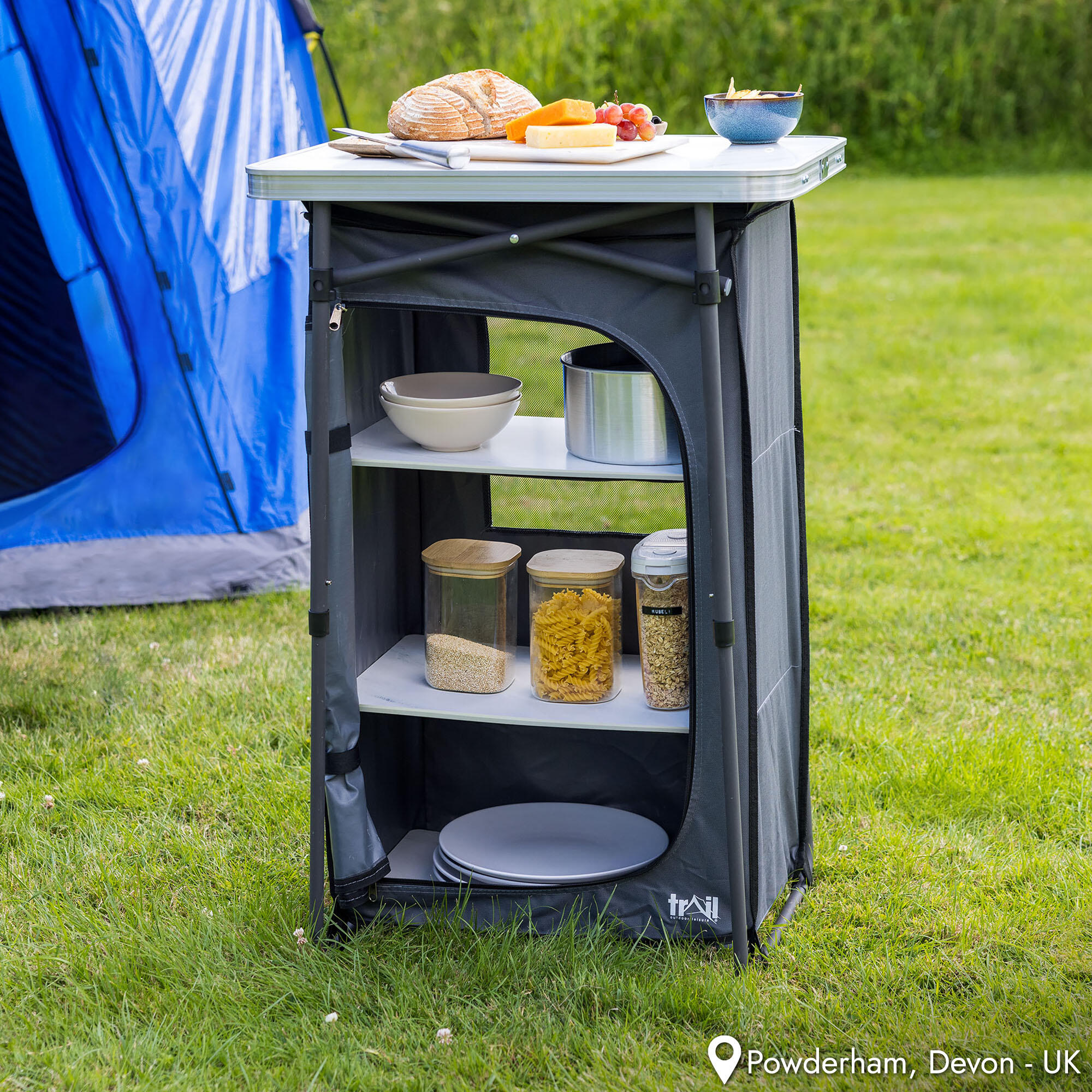 Camping Kitchen Unit 4 Shelf Storage Cupboard Folding Portable Pop Up ...