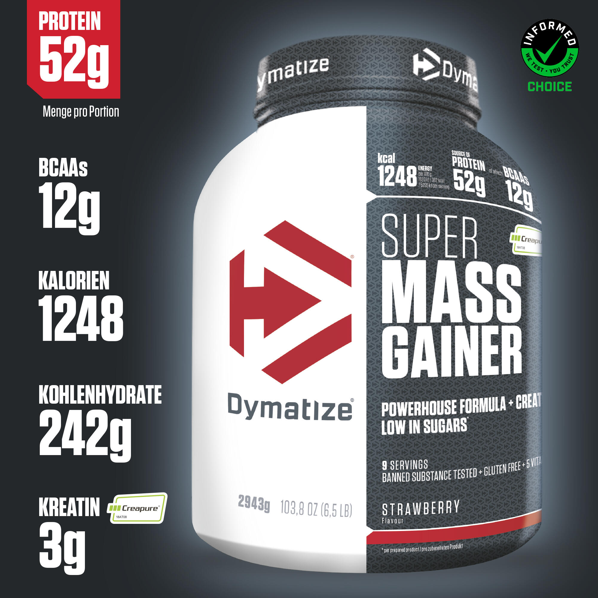 Dymatize Super Mass Gainer (2943g) Strawberry - Gewichtstoename - Met ...