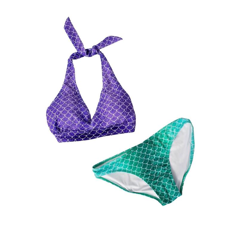Bikini Sirène Magic Ariel JS fille bleu/vert haut réglable taille haute ...