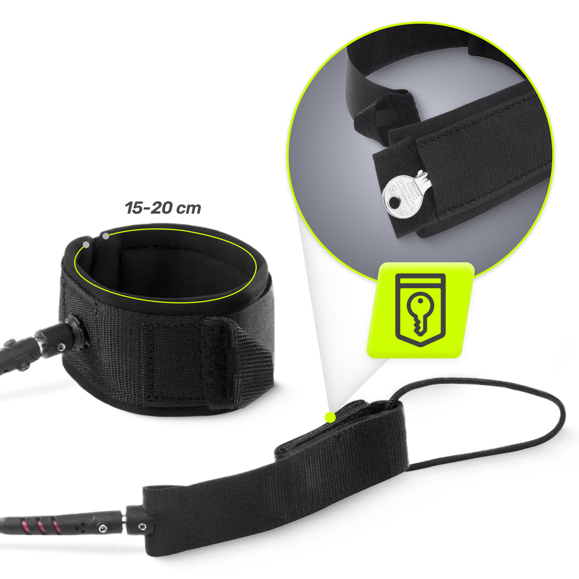 Leash de sécurité spirale pour planche de SUP paddle réglable TSUNAMI ...