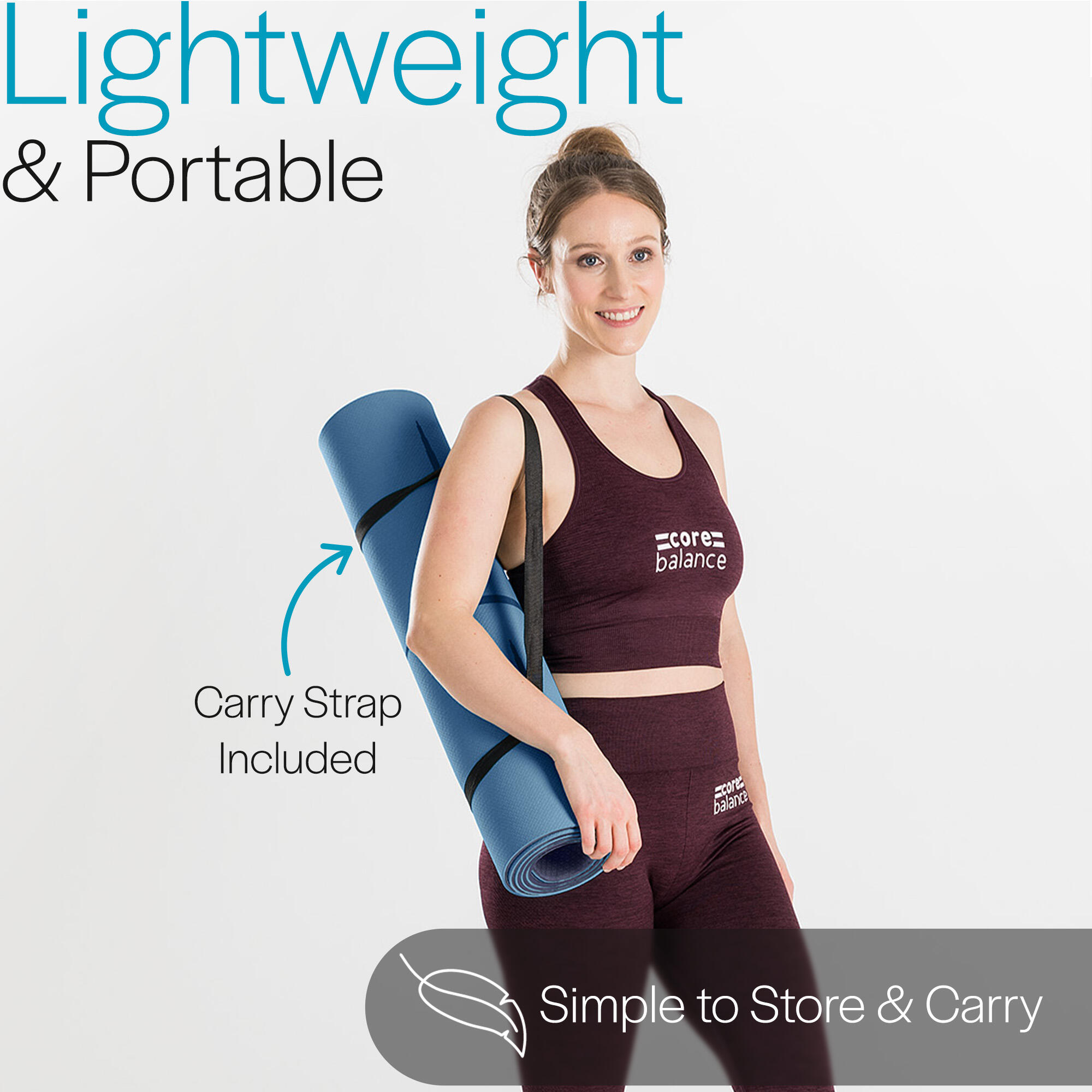 TPE Yoga Mat With Body Alignment Lines Non Slip Extra Wide 6mm Foam ...