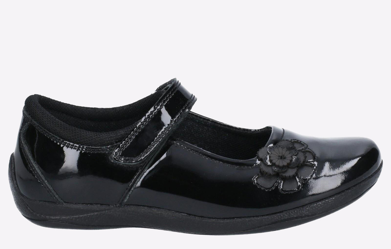 Hush Puppies Jessica Patent Leather Girls School Shoes with Adjustable ...