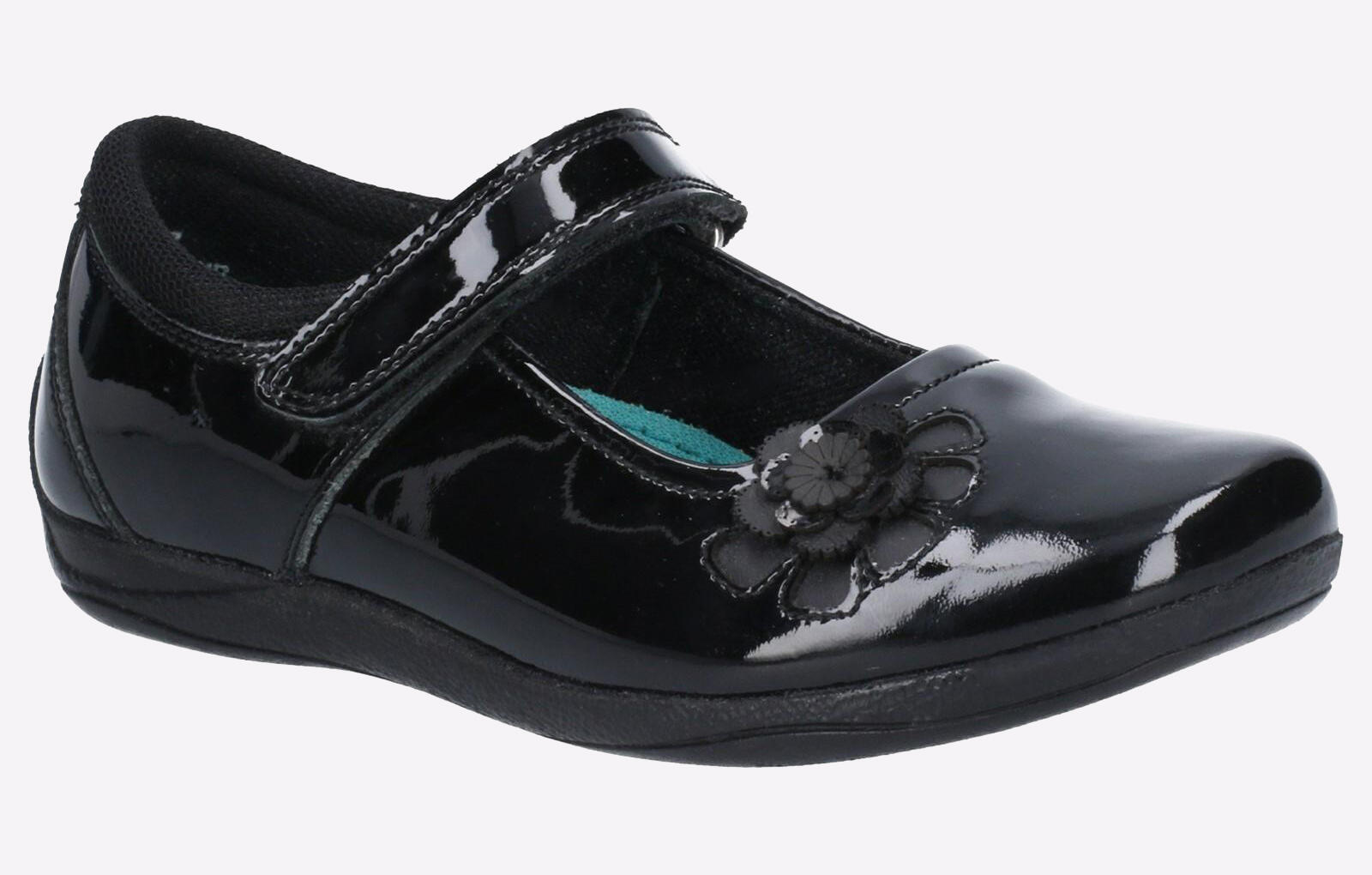 Hush Puppies Jessica Patent Leather Girls School Shoes with Adjustable ...