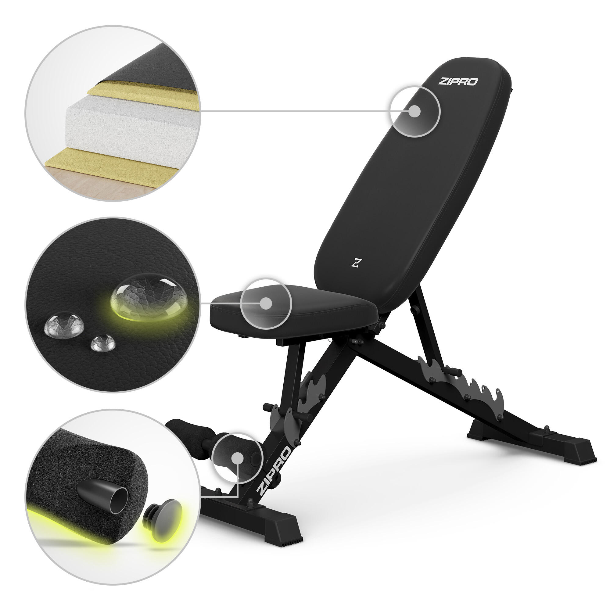 Fitnessbank Zipro Jacked verstelbare, trainingsbank inklapbare | Decathlon