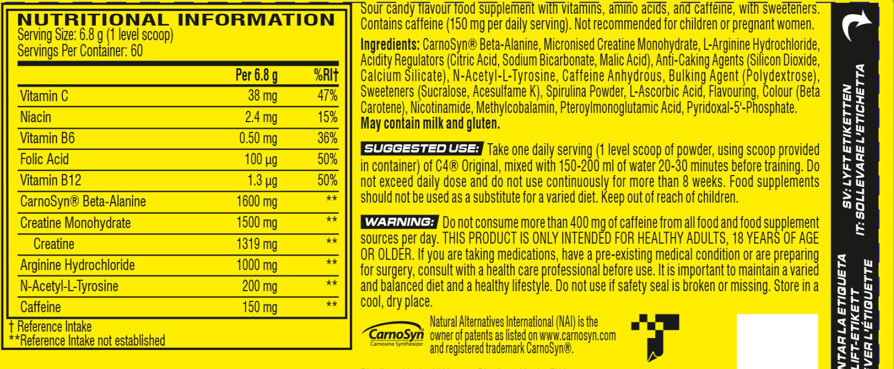 C4 Original Pre-Workout - Sabor Ácido 195g CELLUCOR | Decathlon