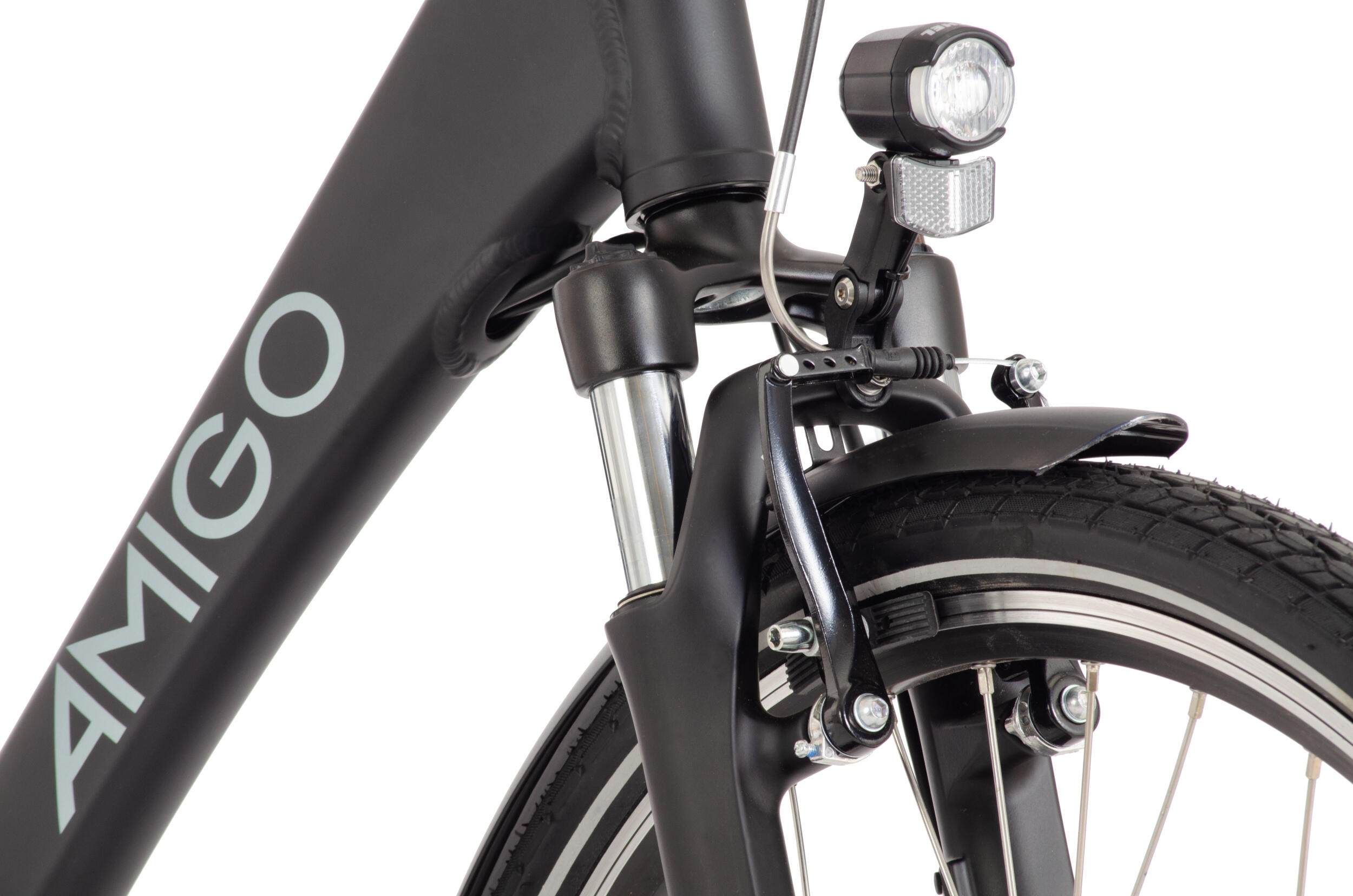 AMIGO Elektrische Stadsfiets E-Alvor D2 E-bike 53 cm Dames 7V V-Brakes Matzwart AMIGO | Decathlon