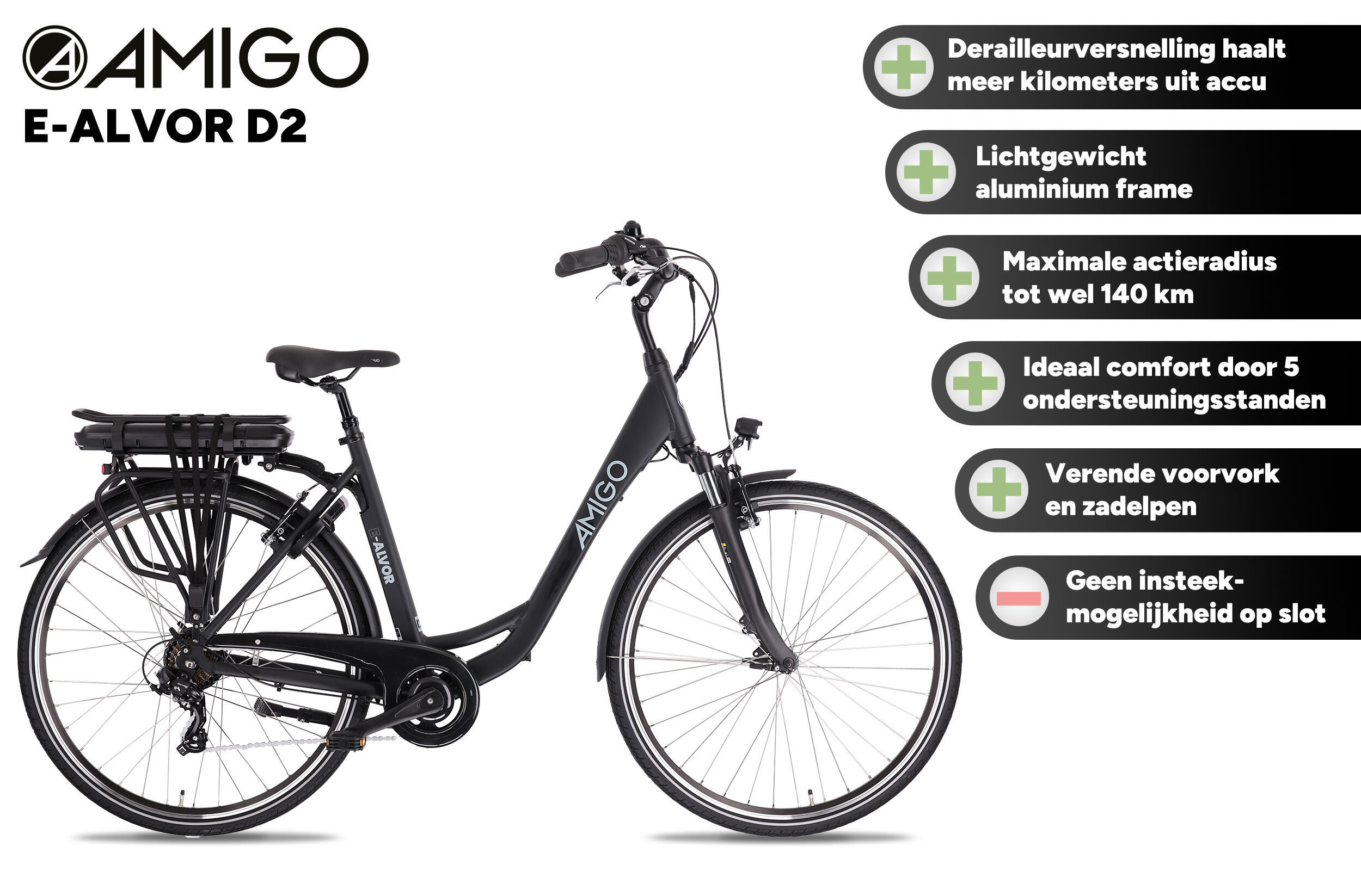 AMIGO Elektrische Stadsfiets E-Alvor D2 E-bike 53 cm Dames 7V V-Brakes Matblauw | Decathlon