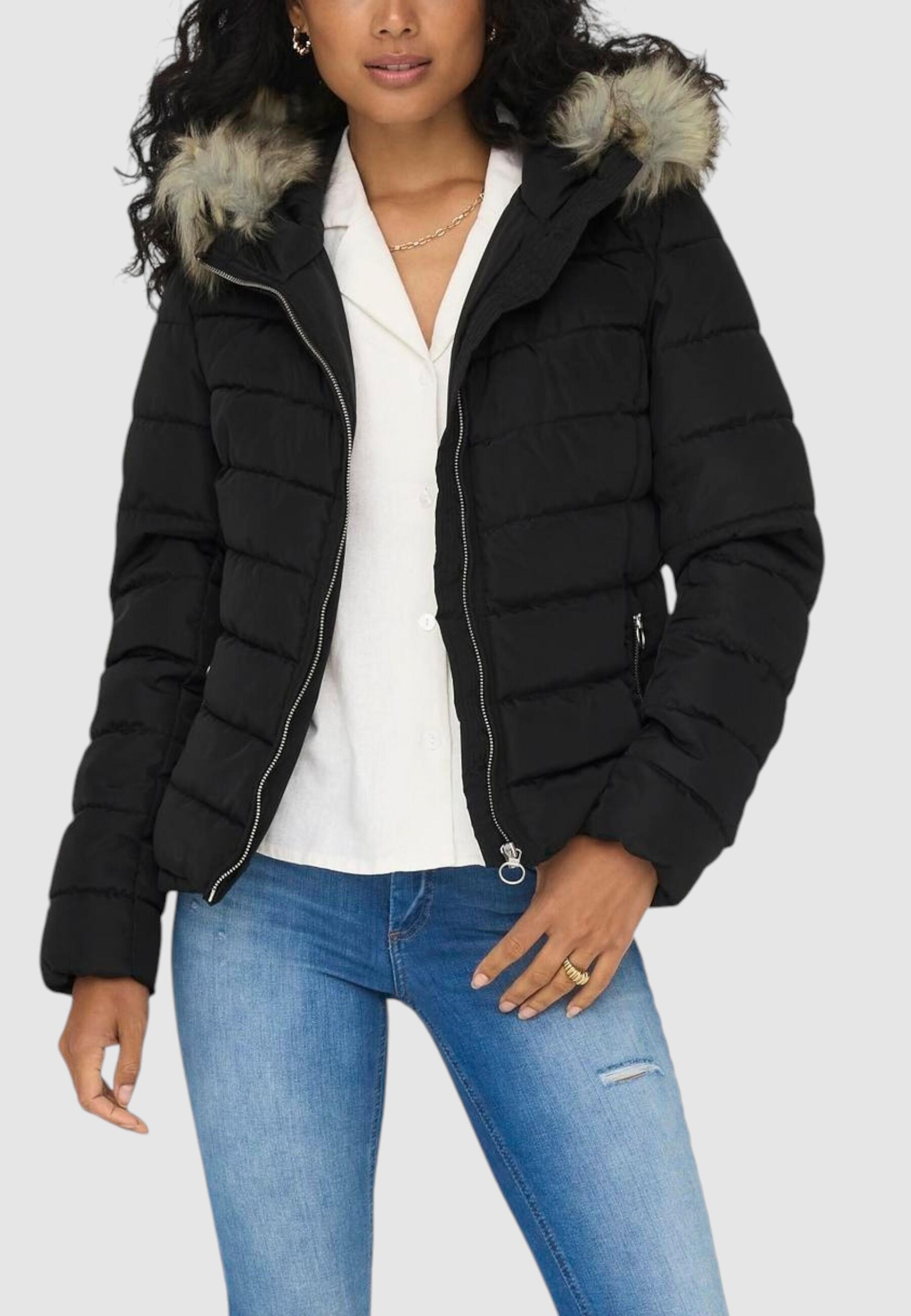 Giubbotti e Cappotti Donna ONLELLAN QUILTED HOOD CC OTW Black Silver ONLY | Decathlon