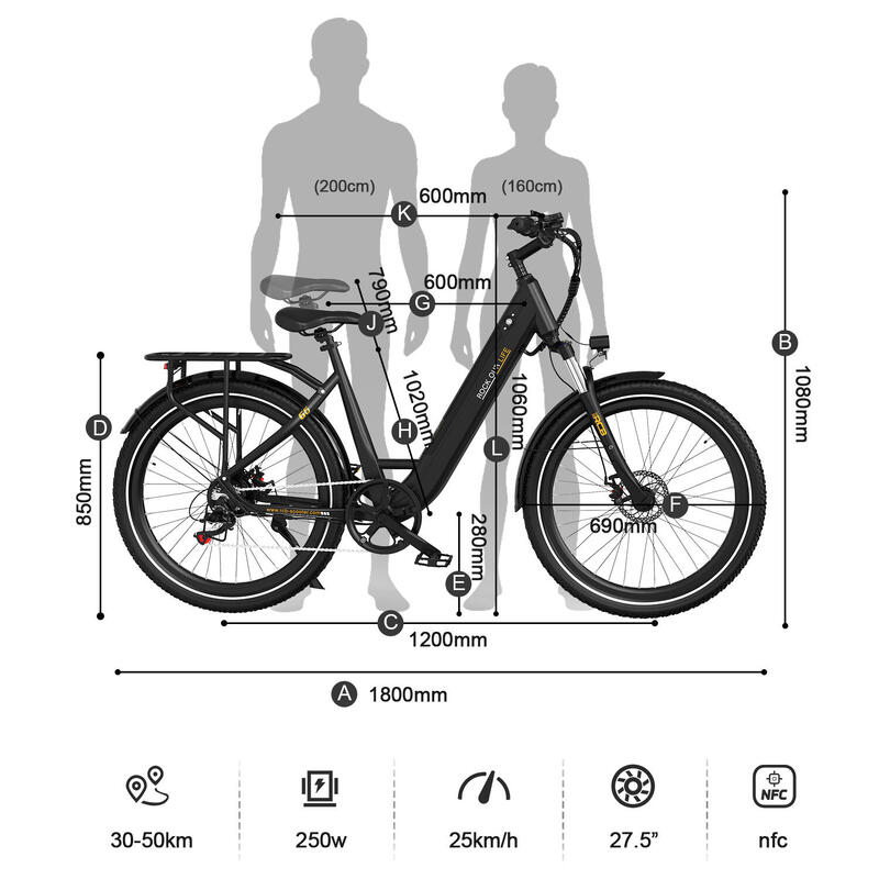 RCB - Bicicletă Electrică pentru Adulți 27,5" E-Bike, APP&NFC, RCB-G6 | Decathlon