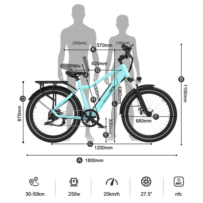 Vélo Electrique Adulte 27.5" E-Bike, APP,NFC, RCB-G5 RCB | Decathlon