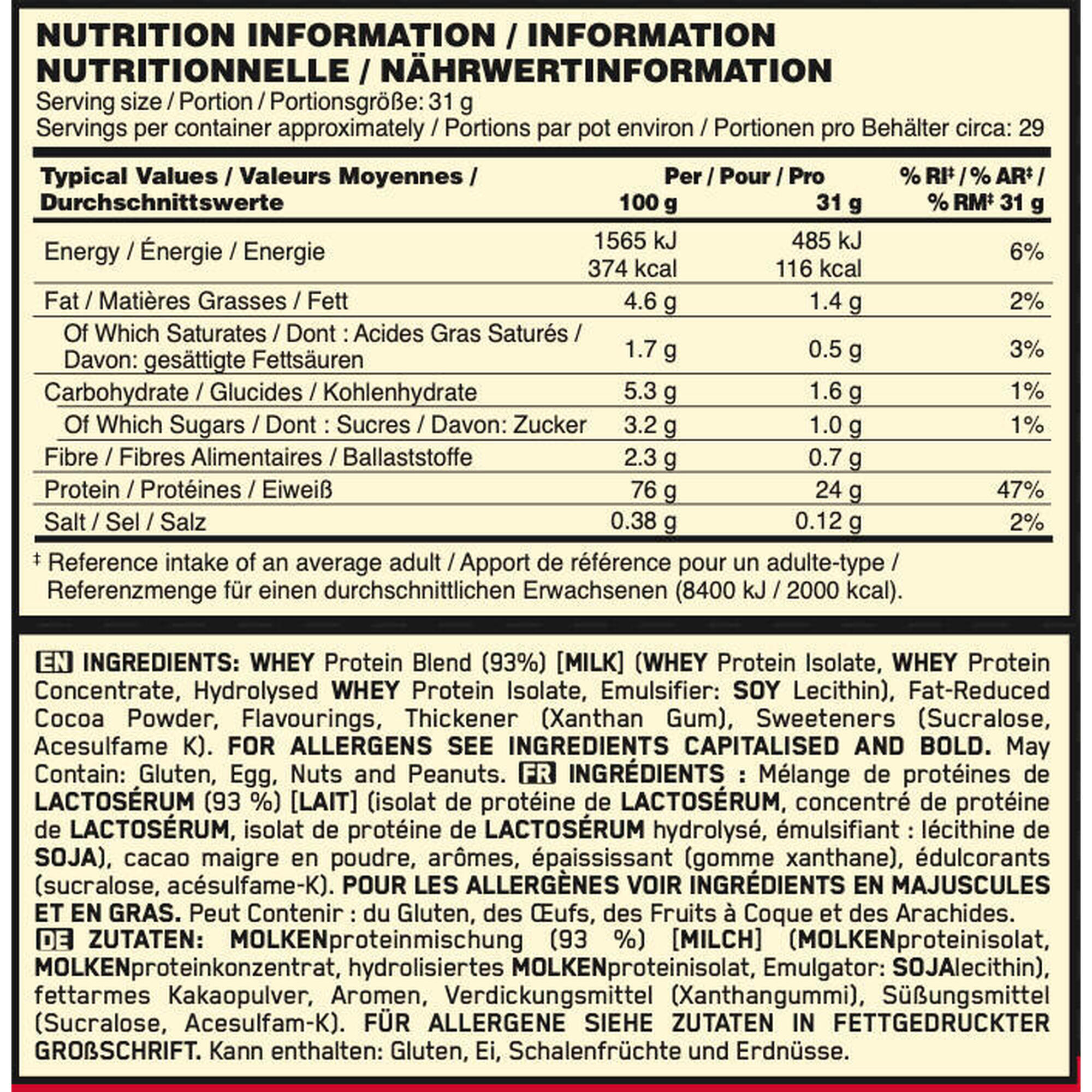Whey isolate - Gold Standard 100% Whey - Chocolat Blanc Framboise ...