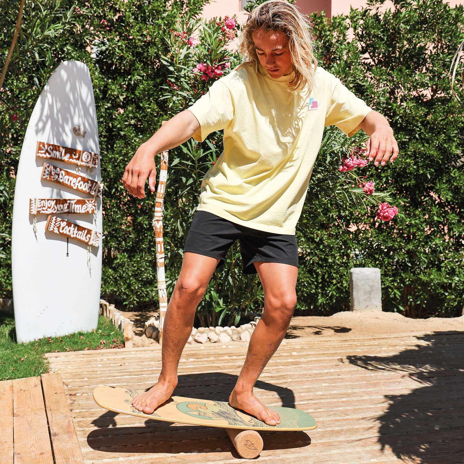 F2 Set Balance Board Surfer 76x28cm mit Korkrolle | Decathlon