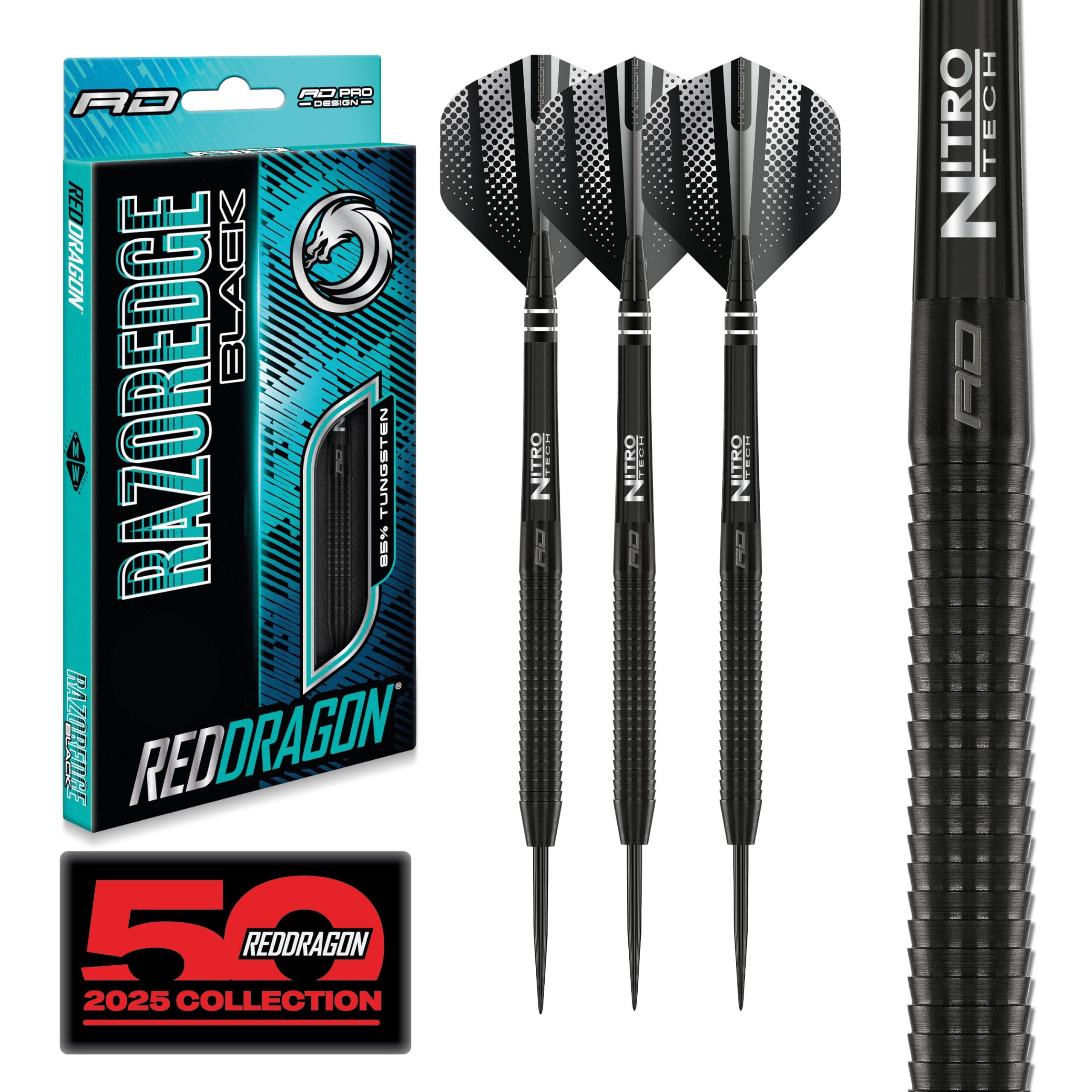 Red Dragon Razor Edge Black 24g Steel Tip Dart Set with Flights ...