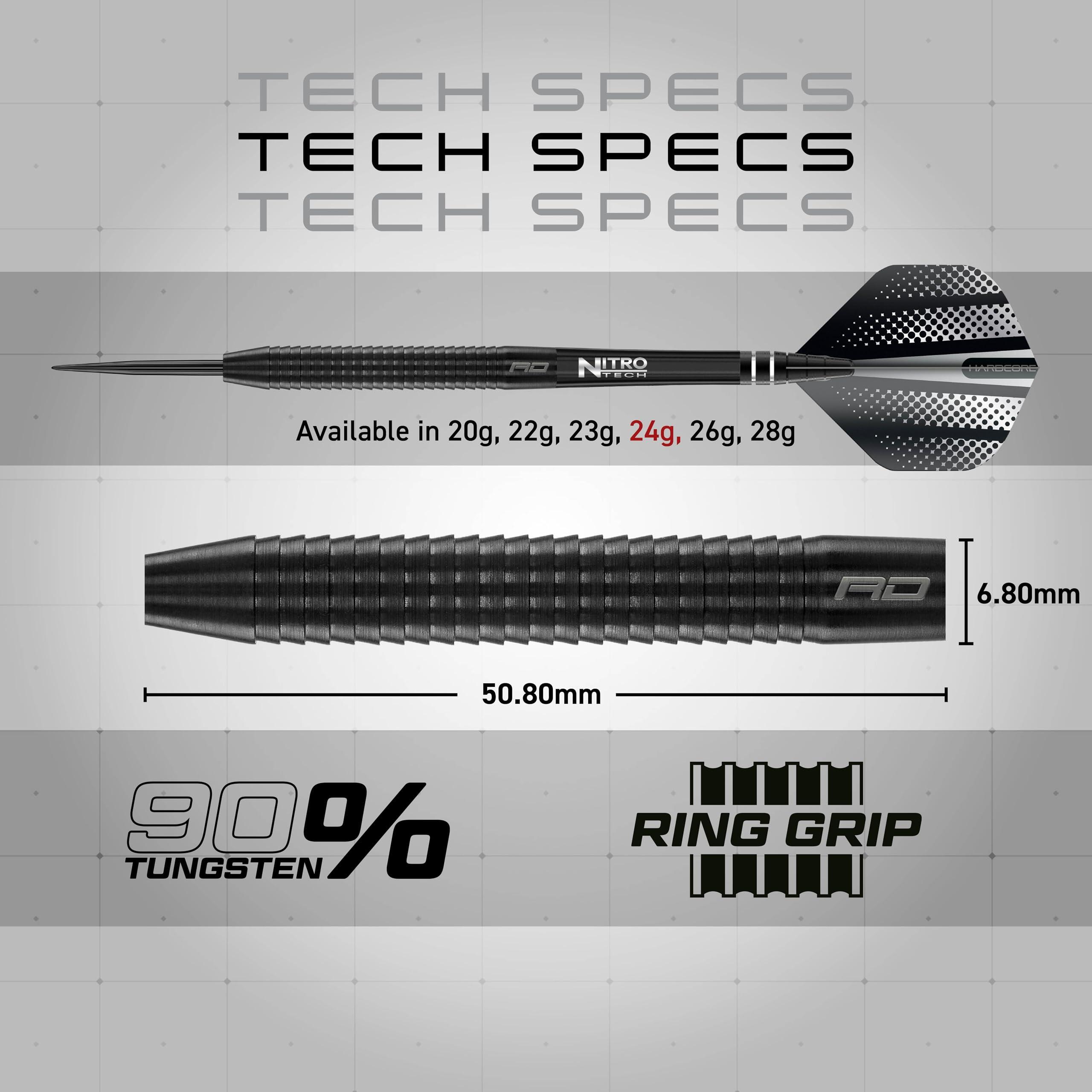 Red Dragon Razor Edge Black 24g Steel Tip Dart Set with Flights ...