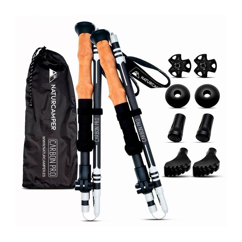 Bâtons de randonnée et de trekking pliables en carbone Naturcamper Carbon Pro KOL OUTDOOR ...