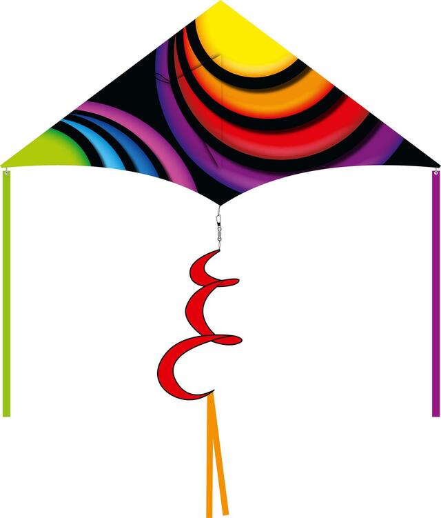 Cerf-volant Monofil HQ Delta Rainbow Circles 2 m 106105 Arc-en-ciel 210 ...