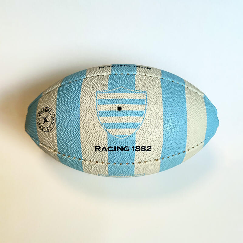Ballon de rugby Gilbert Mini Racing Metro 1882 Rayé Bleu ciel et Blanc ...