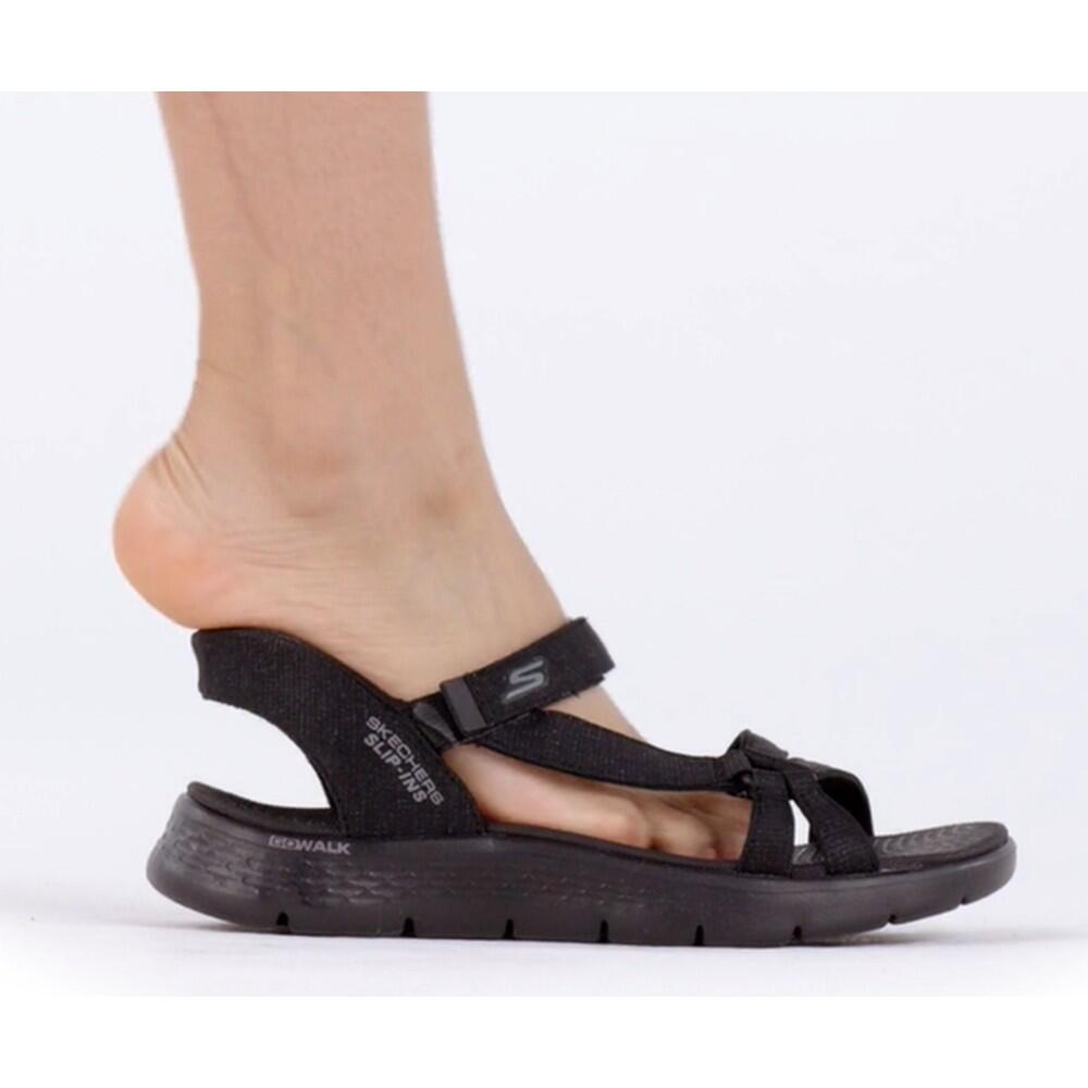 Skechers GO WALK Flex Illuminate Textile Women's Black Sandals - Decathlon