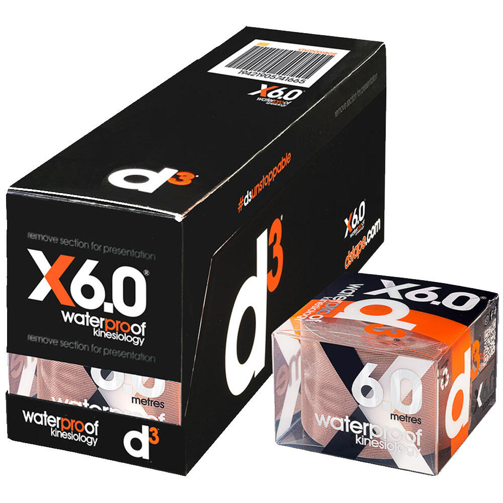 X6.0 Xtreme Waterproof Kinesiology Tape 50mm x 6m - Beige - 6 Rolls D3 TAPE | Decathlon