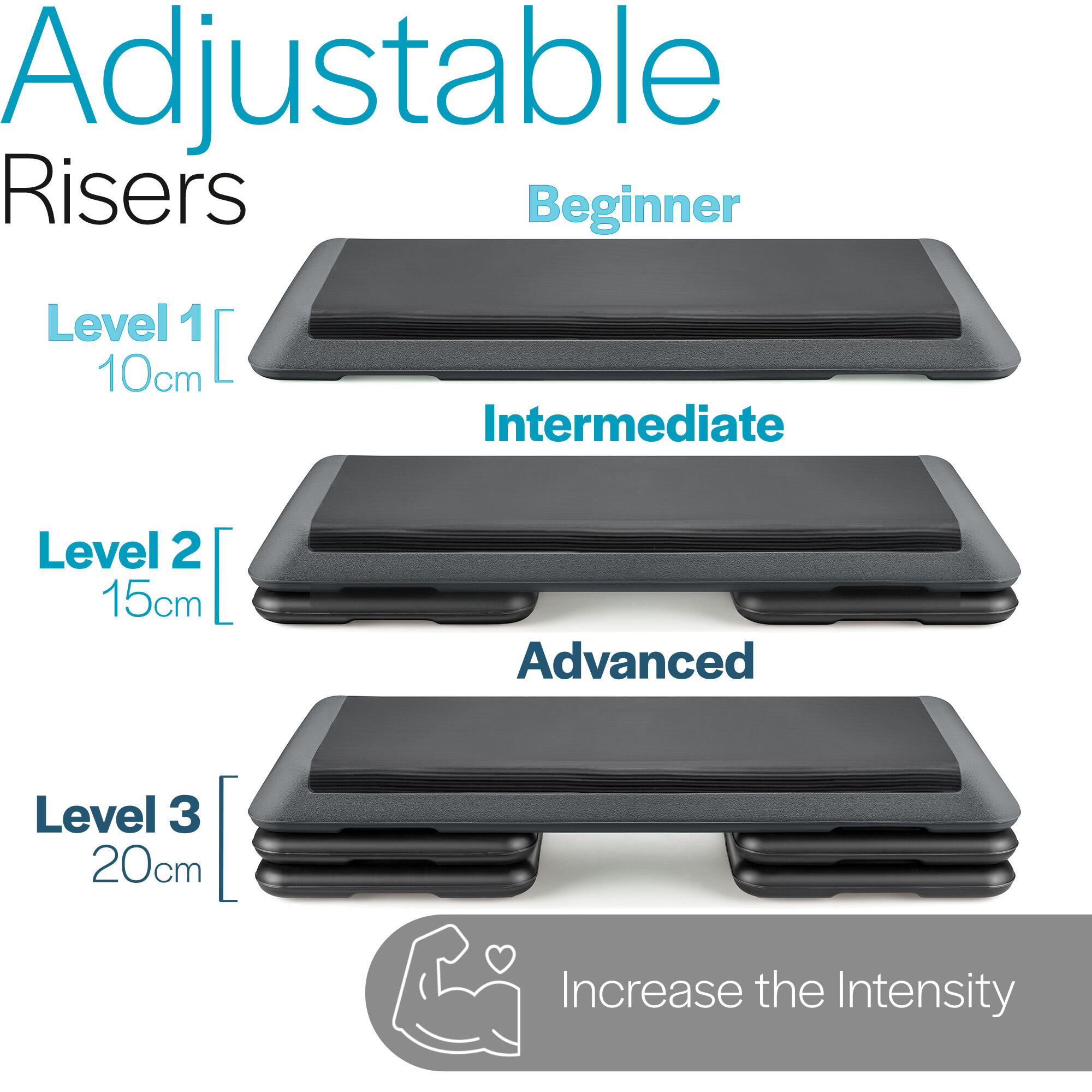 Exercise Aerobic Step 3 Level Height Adjustable Fitness Stepper Core ...