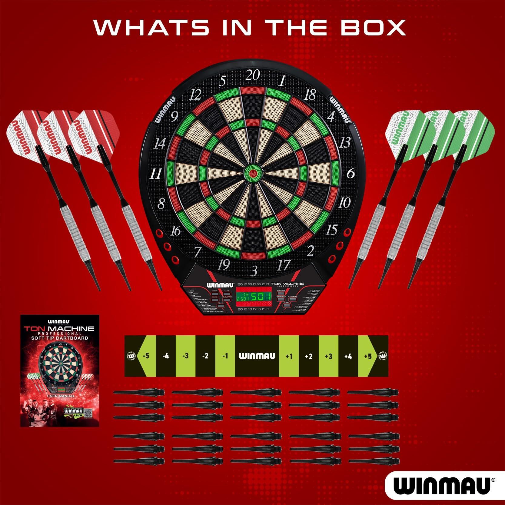 Winmau Ton Machine Electronic Dart Board - Soft Tip Dartboard Set with ...