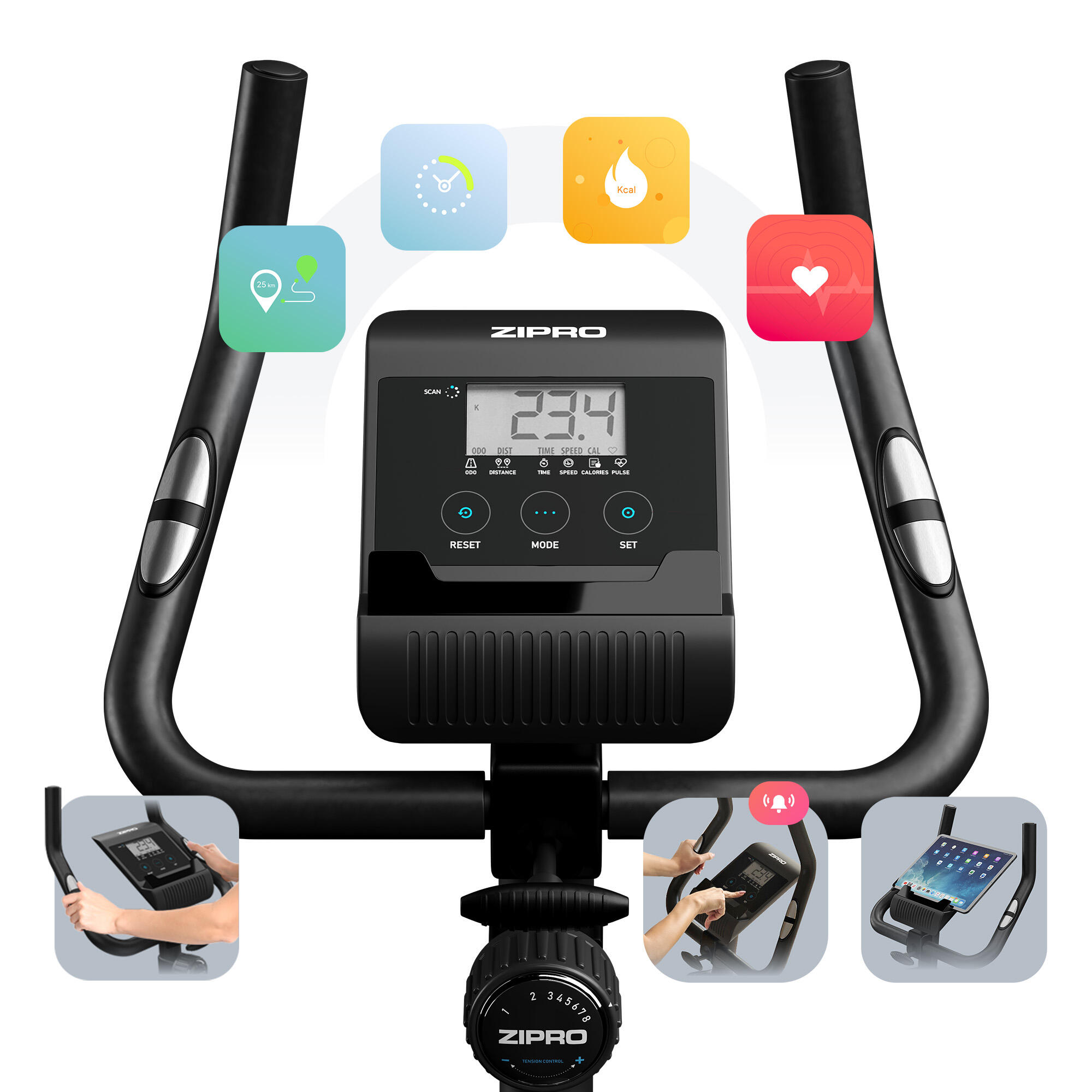 Cyclette magnetica Zipro Boost volano 7 kg per fitness e cardio ZIPRO ...