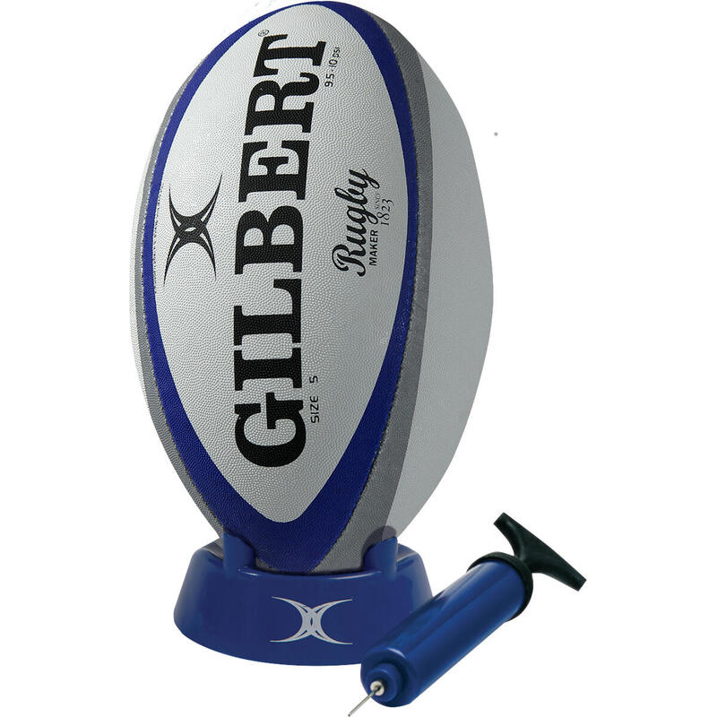 Zestaw startowy Gilbert, zawierający podstawkę tee do rugby i pompkę ...