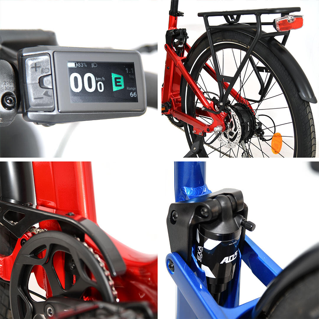 UB200 | Ebike veelzijdig met volledige vering | Tot 140 km | Rood | 26" URBANBIKER | Decathlon