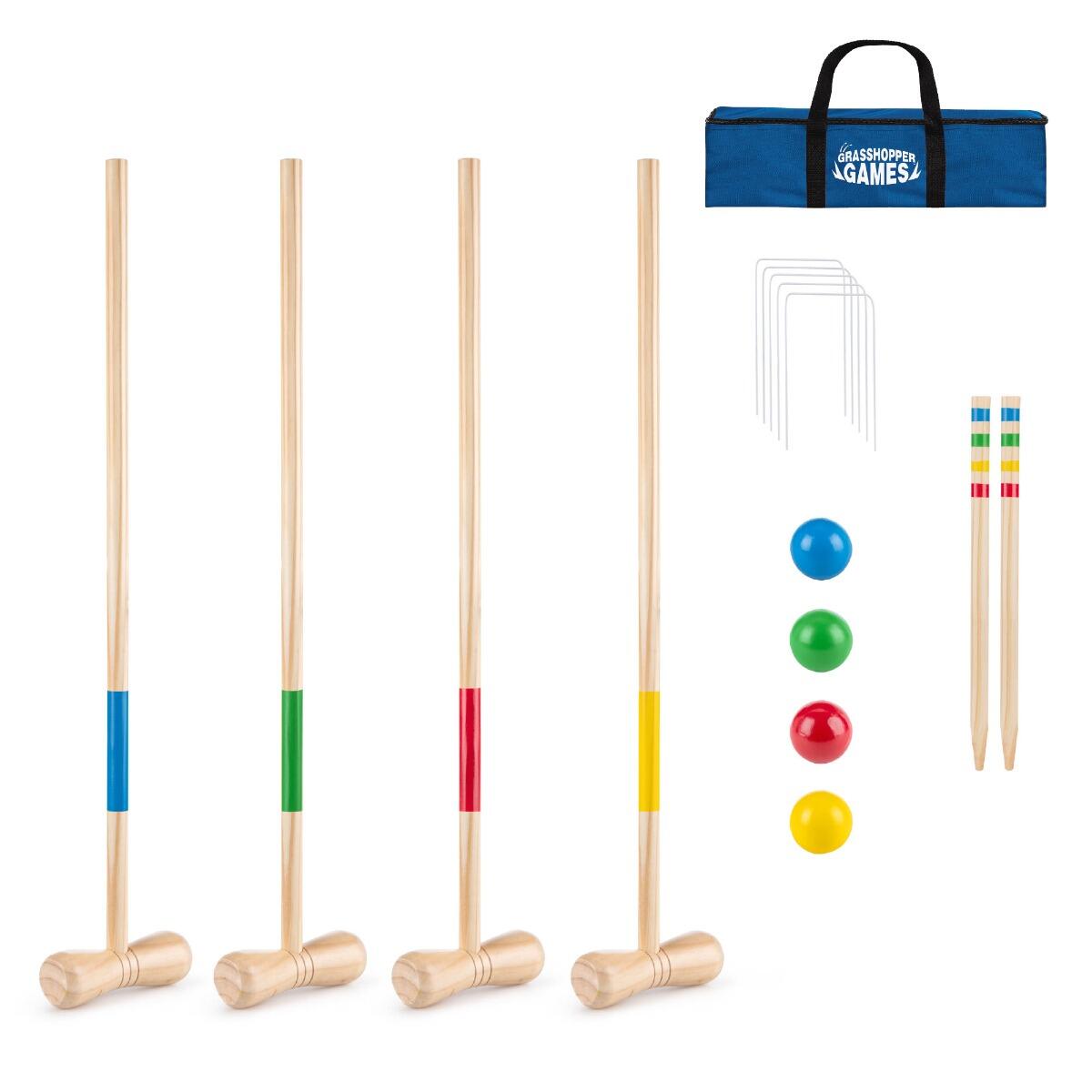 Grasshopper Game Wooden Croquet Set for Kids, Outdoor Indoor, Wooden ...