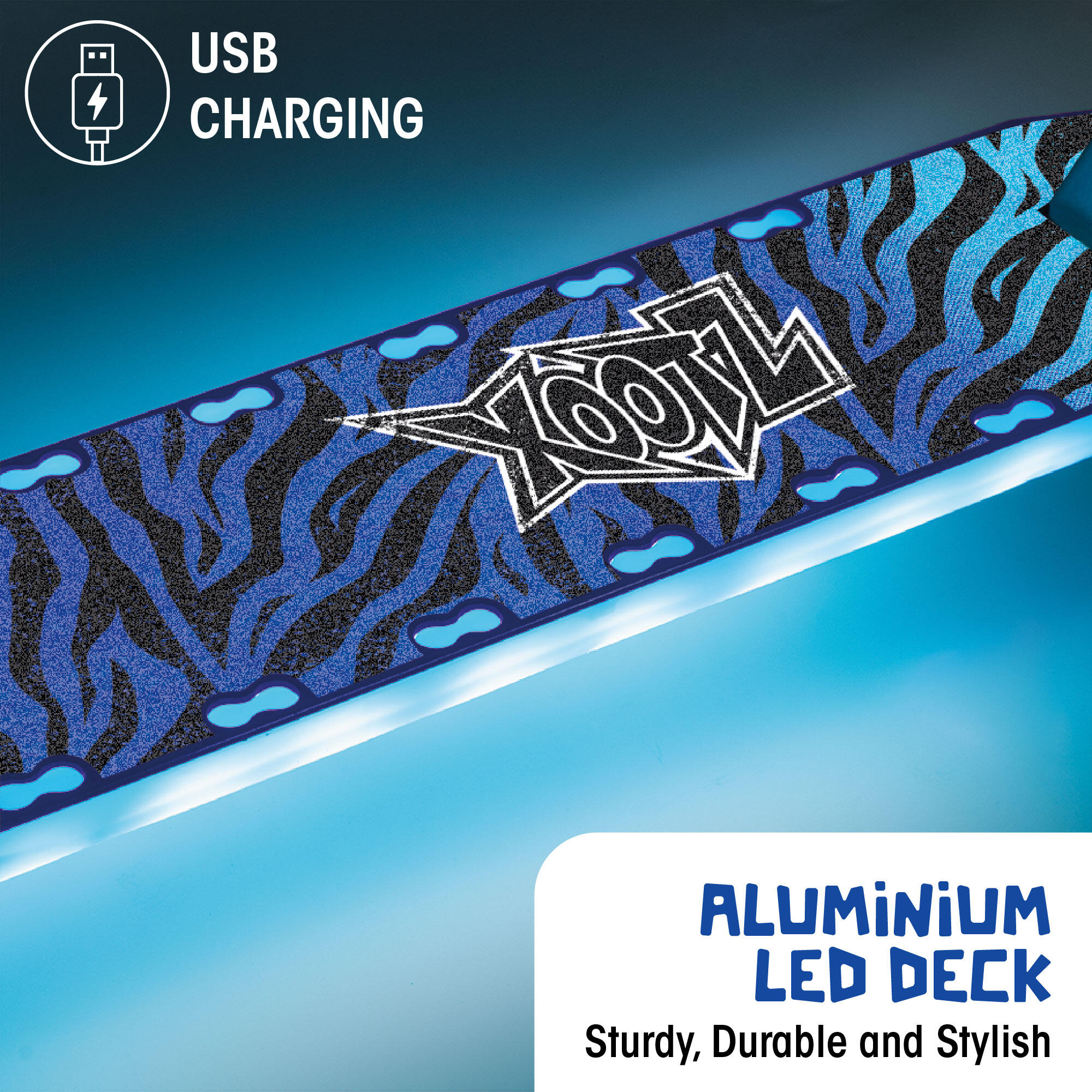 Xootz Wild Rider LED Scooter Blue Tiger Folding Light Up Scooter XOOTZ ...