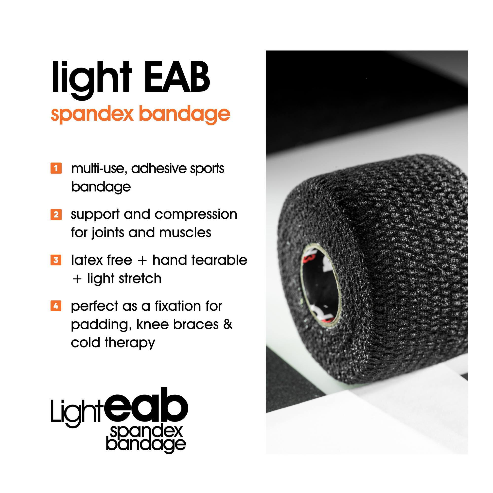 Light Rip EAB Elastic Adhesive Bandage Tape 25mm x 7m - Black -24 Rolls ...
