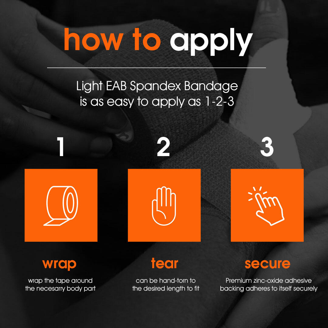 Light Rip EAB Elastic Adhesive Bandage Tape 25mm x 7m - Black -24 Rolls ...