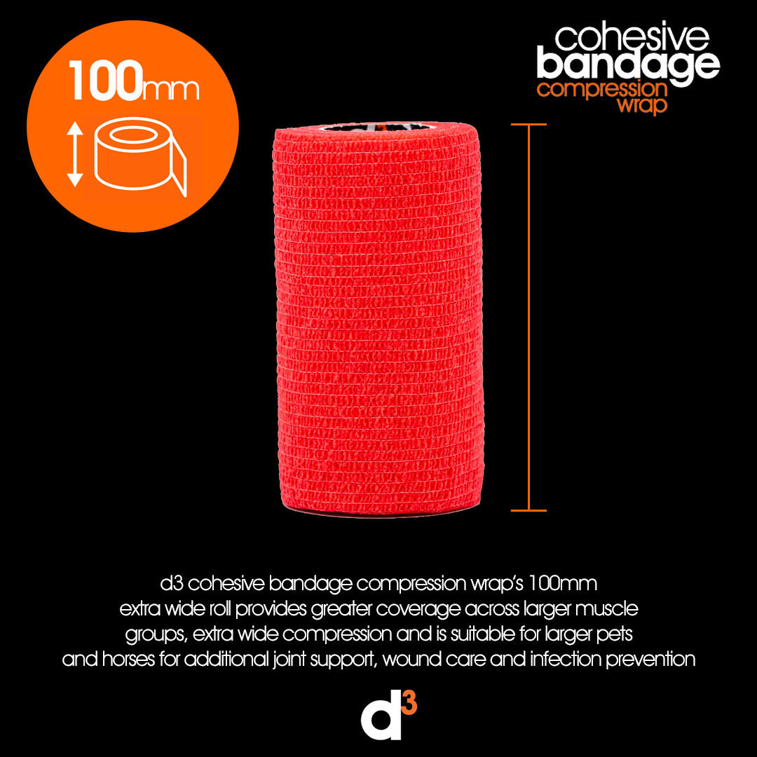 Cohesive Bandage 100mm x 5m Compression Wrap - Black - 12 Rolls D3 TAPE | Decathlon